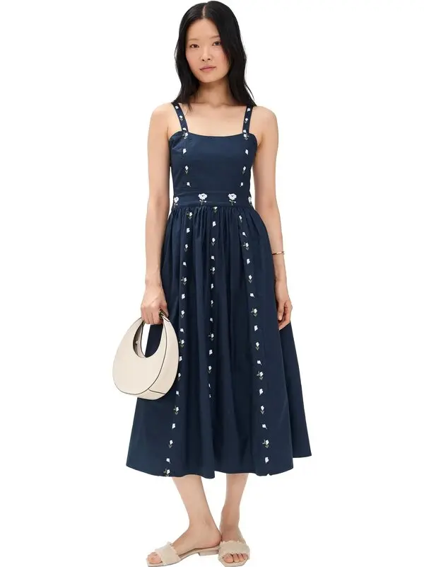 Fanm Mon Hulya Embroidered Dress - Indigo Blue