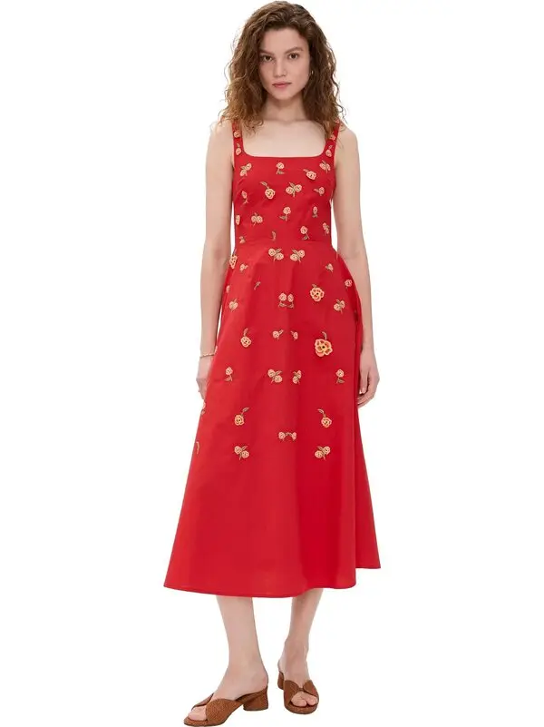 Fanm Mon Amaracia Embroidered Dress - Red