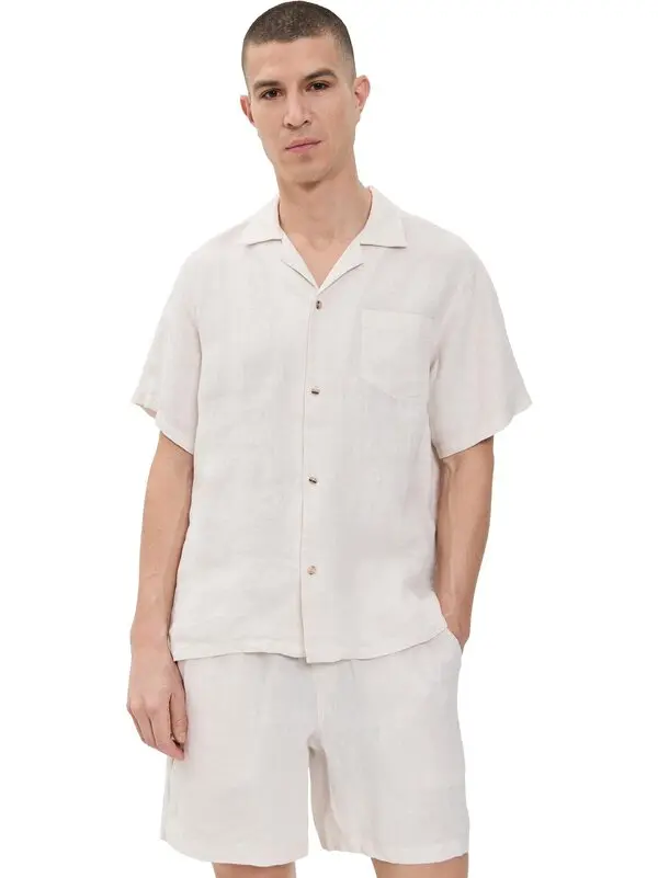 BATHER Pearl Linen Shirt - White