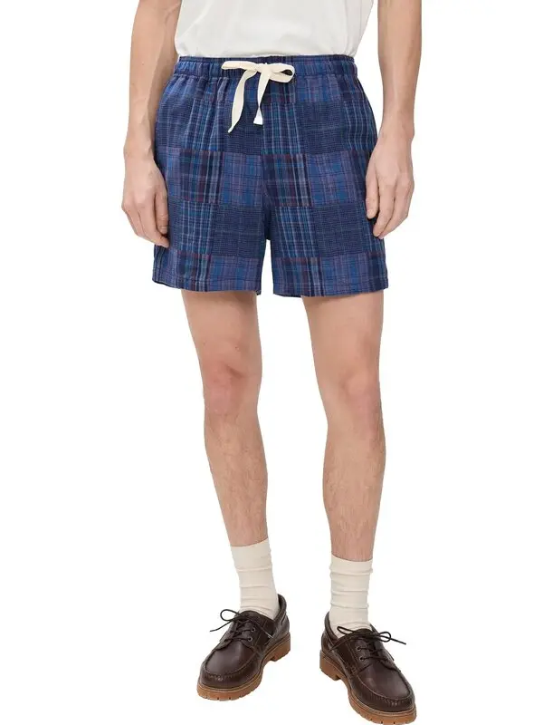 Howlin' Magic Madras Patchwork Plaid Shorts - Blues Mix