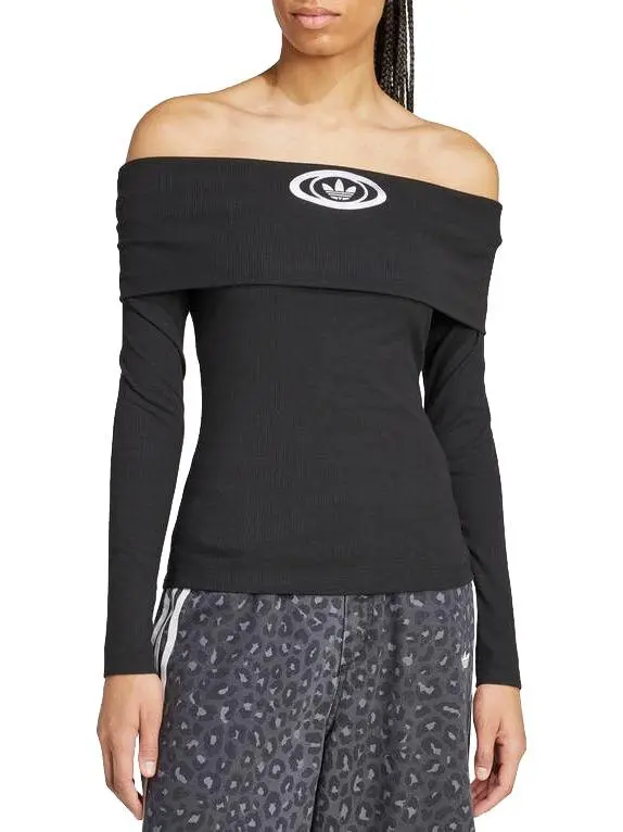 ADIDAS ORIGINALS Campus 2000 Off-the-shoulder Top - Black