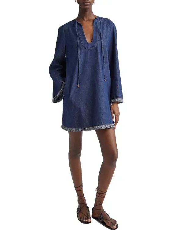Zimmermann Rhiannon Denim Mini Dress - Atlantic