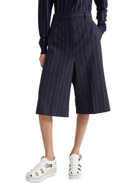 Stella McCartney Pinstripe Wide Leg Culotte Pants - Ink