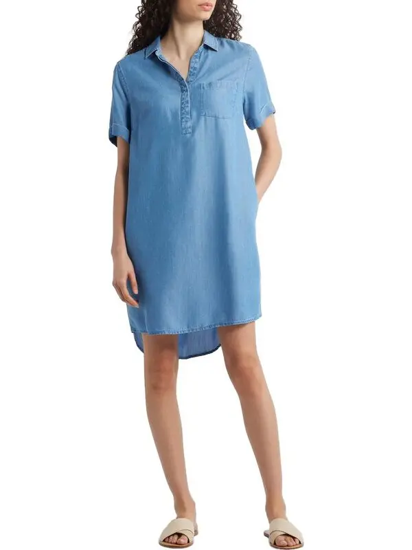 BEACHLUNCHLOUNGE Lizzy Short Sleeve Denim Shirt Dress - Medium Wash