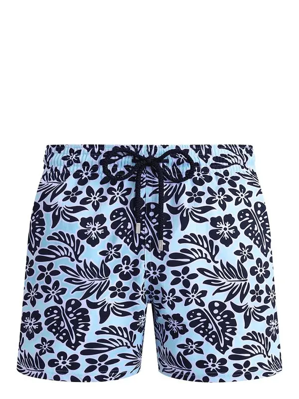 Vilebrequin Leaf-print Swim Shorts - Pacific Bl