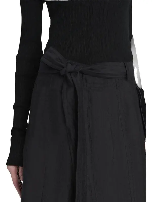 FERRAGAMO Triple Silk Organdie Belted Skirt - Nero