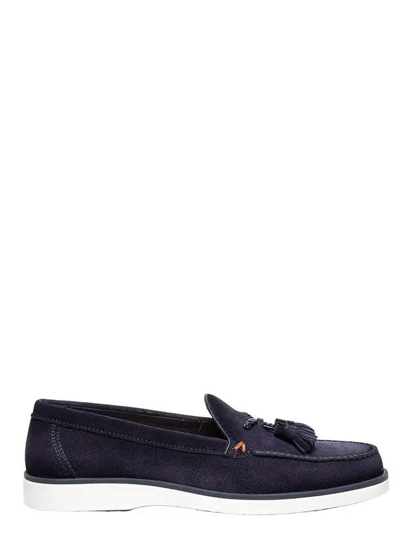 Santoni Tulsi Suede Tassel Loafers - Blue
