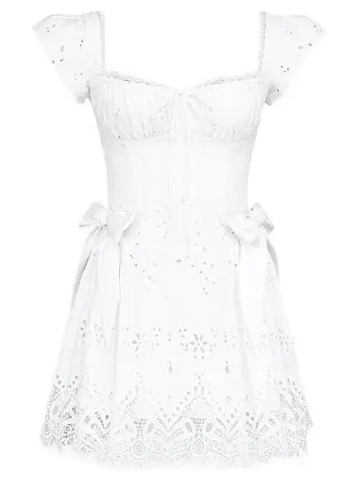 House Of Cb Giglio Frill-trim Broderie Mini Dress - White
