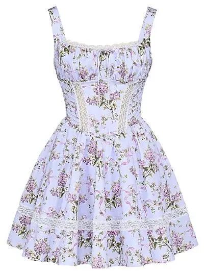 House Of Cb Kimmie Ribbon-print Mini Dress - Lilac