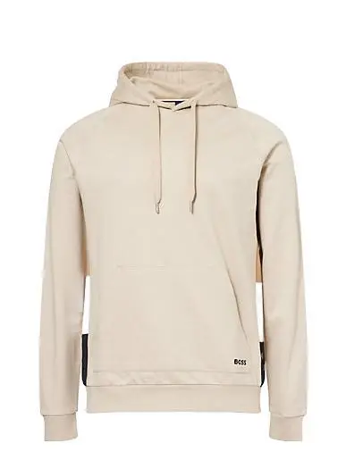 Hugo Boss Iconic Kangaroo-pocket Cotton-jersey Hoodie - Light Beige