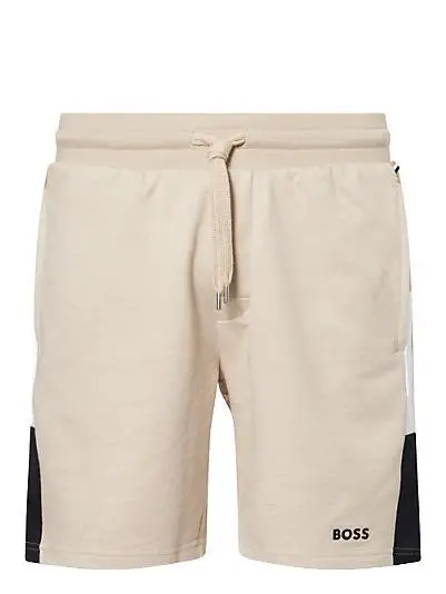 Hugo Boss Contrast-panel Cotton-jersey Shorts - Light Beige