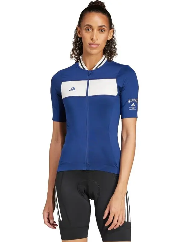 Adidas Heritage Tempo 3-stripes Legacy Cycling Jersey - Dark Blue / Chalk White