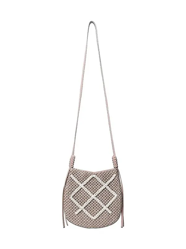 Callista Raffia And Leather Messenger Bag - Latte