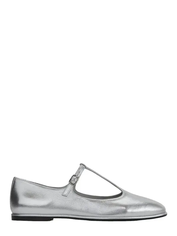 Everlane Leather T-strap Flat - Silver