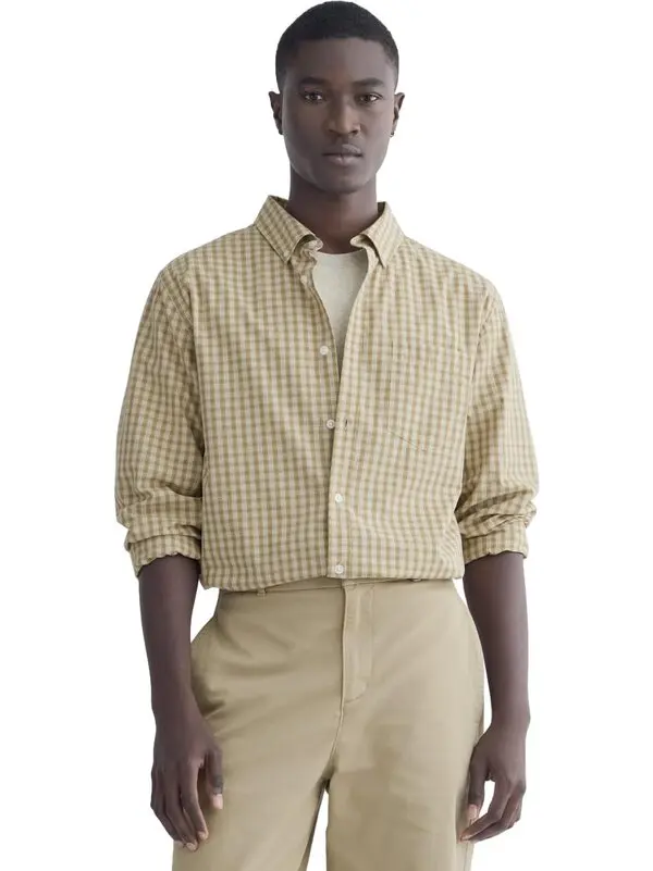 Everlane Washed Poplin Shirt - Aged Brass Plaid