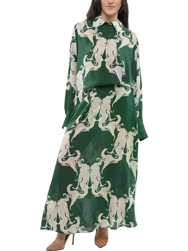 Valentino Garavani Printed Silk Shirt Dress - Green