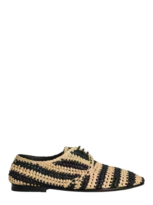 Dolce & Gabbana Striped Raffia Derby Shoes - Black