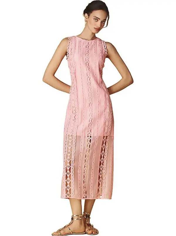 Endless Rose Textured Sleeveless Midi Dress - Pink