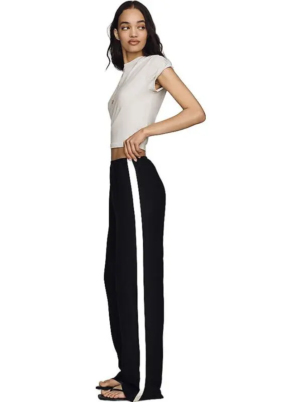 Sanctuary Linen Blend Track Pants - Black/summer Sand