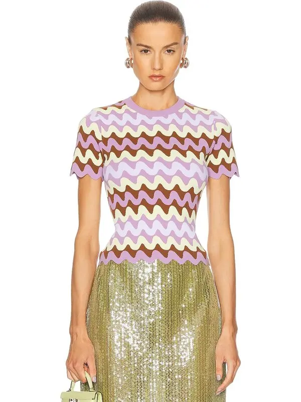 Versace Short Sleeve Top - Dusty Lavender & Multicolor
