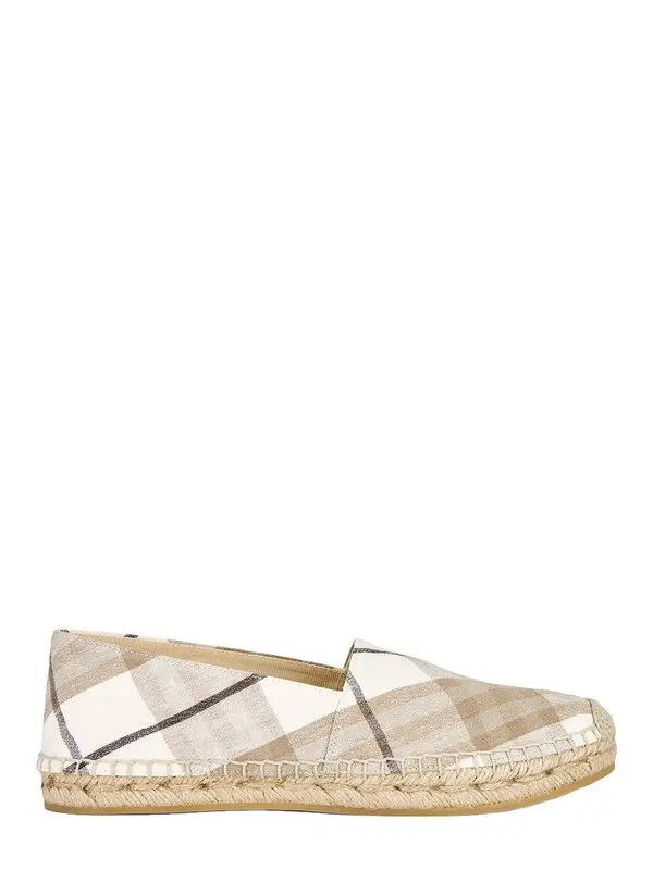 Burberry Mews Espadrille Flat - Cotton Ip Check