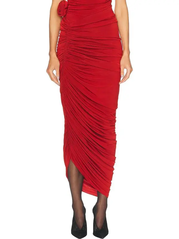 Magda Butrym Asymmetrical Midi Skirt - Red