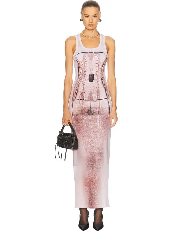 Jean Paul Gaultier Trompe L'oeil Corset Dress - Dustypink  White  & Black