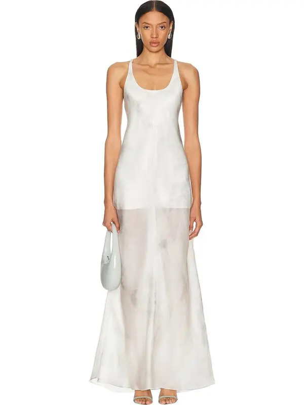GRACE LING Ash Silk Bias Slip Dress - Ash White