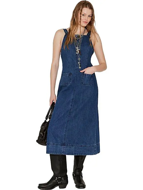 Free People Dex Denim Midi Dress - Clean Rinse