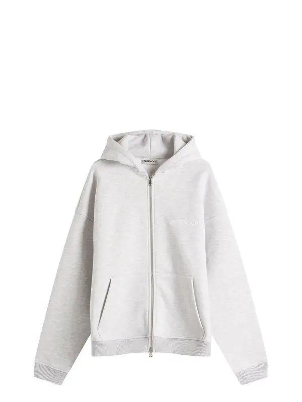 ANNIE HOOD Logo Zip Hoodie - Grey