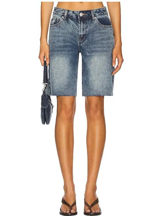 Superdown Teresa Denim Short - Mid Blue Wash