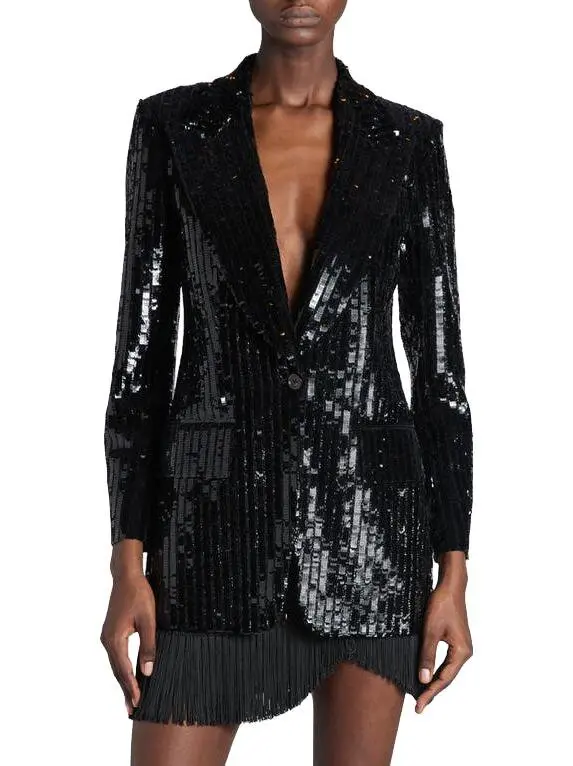 TOM FORD Sequin Striped Blazer - Black