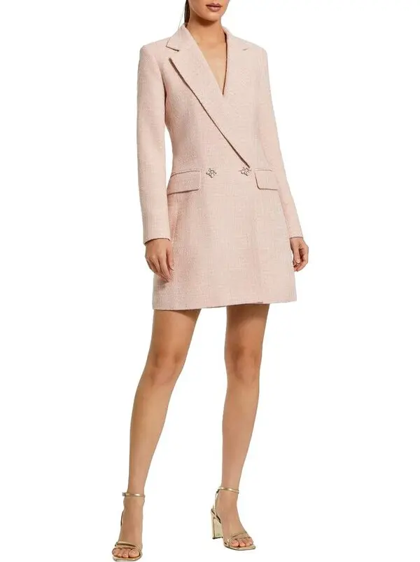 Mac Duggal Boucle Blazer Mini Dress - Blush