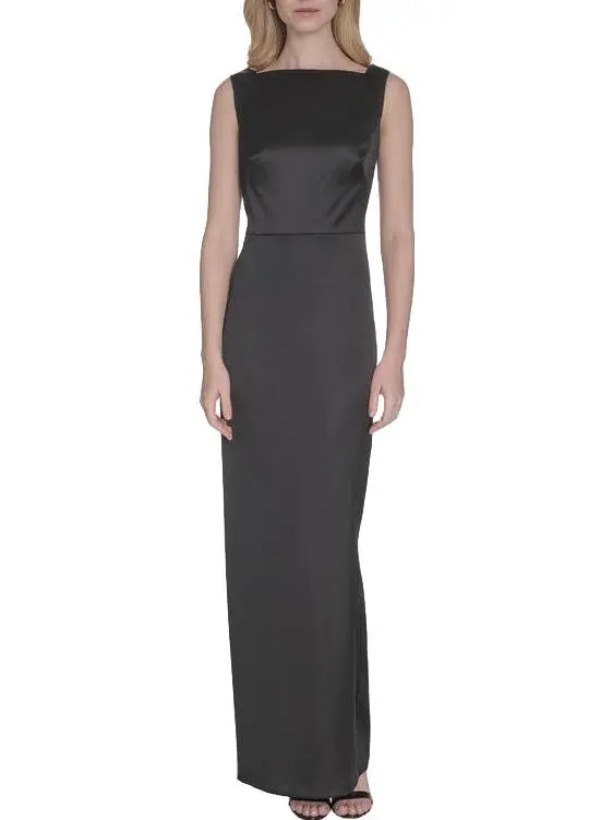 Vince Camuto Cowl Back Satin Gown - Black