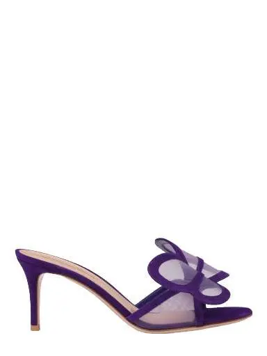 GIANVITO ROSSI Ilia Open Toe Mules - Purple Fabric And Suede