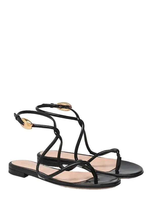 GIANVITO ROSSI Mamba Flat Sandal - Black Nappa Leather