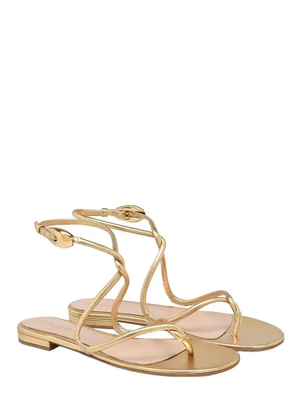 GIANVITO ROSSI Mamba Flat Sandal - Gold Nappa Leather