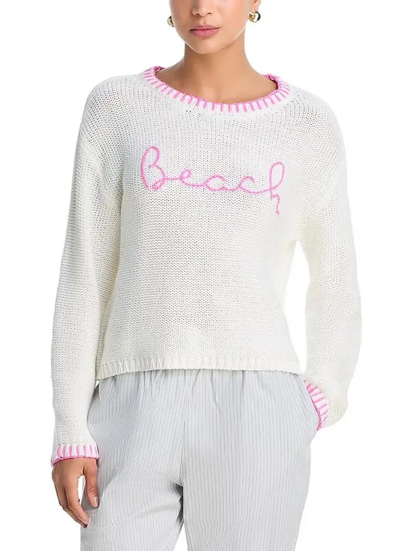 Vintage Havana Embroidered Sweater - Ivory/pink