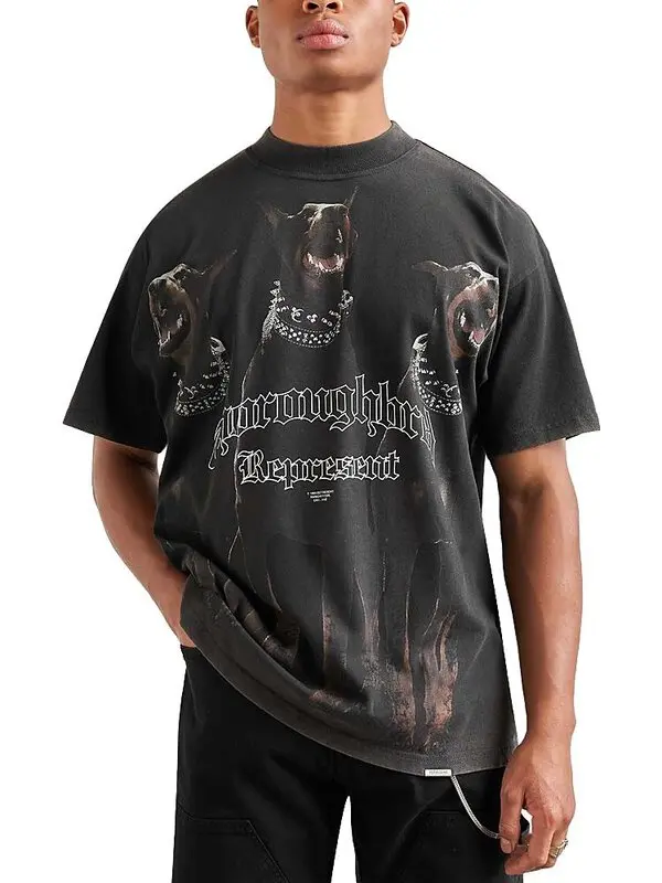REPRESENT Oversized Fit Thoroughbred Graphic Tee - Vintage Black