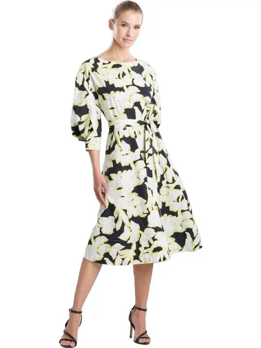 Natori Misty Floral Boatneck Dress - Black