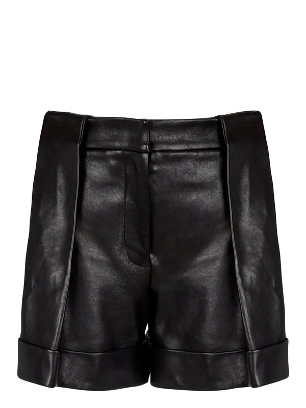 Balmain Lambskin Pleated Shorts - Black