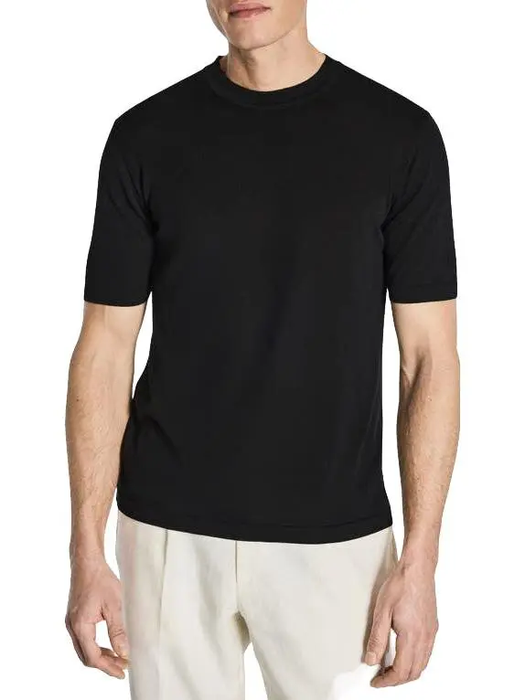 JACK VICTOR Wellington Cotton & Silk Crewneck T-shirt - Black