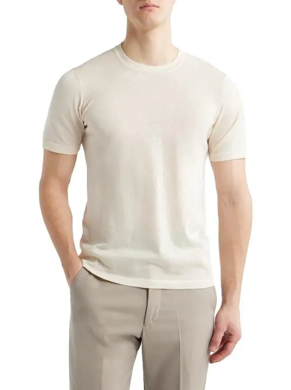 JACK VICTOR Wellington Cotton & Silk Crewneck T-shirt - Ecru
