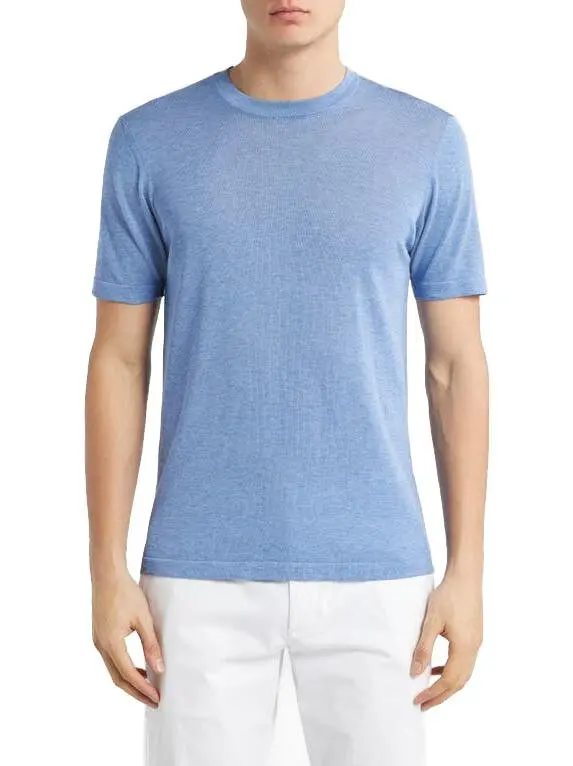 JACK VICTOR Wellington Cotton & Silk Crewneck T-shirt - Pale Blue