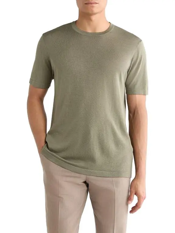 JACK VICTOR Wellington Cotton & Silk Crewneck T-shirt - Sage
