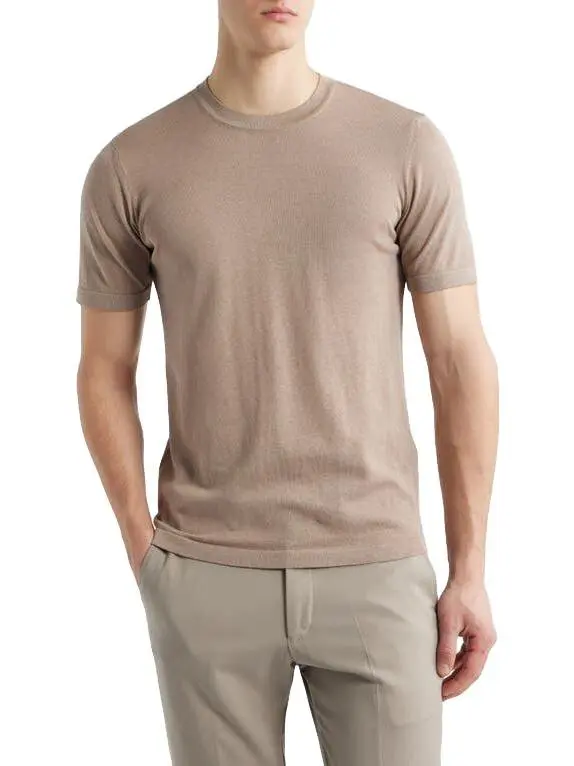 JACK VICTOR Wellington Cotton & Silk Crewneck T-shirt - Sand