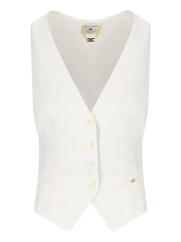 Elisabetta Franchi Viscose-linen Vest - Ivory