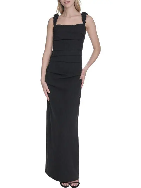 Vince Camuto Laguna Ruched Sheath Gown - Black