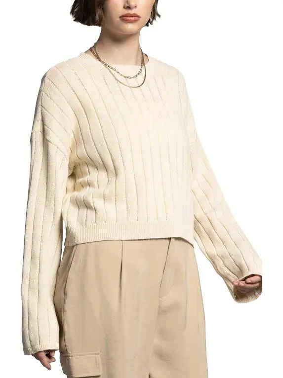 WEEKEND LOS ANGELES Francesca Linen & Cotton Sweater - Bone