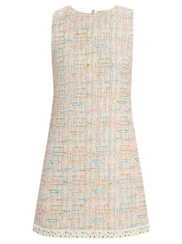 Alice + Olivia Clyde Tweed A-line Shift Dress - Off White Multi